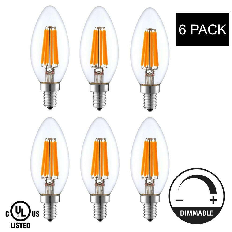 Dimmable Led Light Bulbs, 4w, 2700k, E12 Candelabra Warm White 6 Pack ...